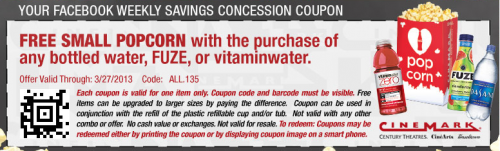 Cinemark Weekly Concession Coupon: FREE Small Popcorn With Purchase ...