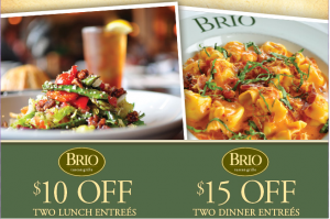 Brio Tuscan Grille: Get $10 Off Two Lunch Entrees ro $15 Off Two Dinner ...