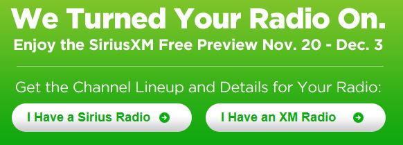 FREE SiriusXM Radio Now Through Dec 3rd! Just Turn It On And Enjoy ...