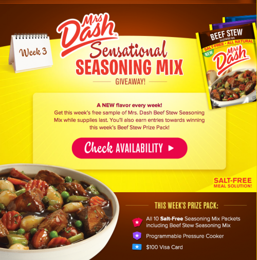FREE Mrs. Dash Beef Stew Seasoning Mix Packet Sample! (First 8,500 ...