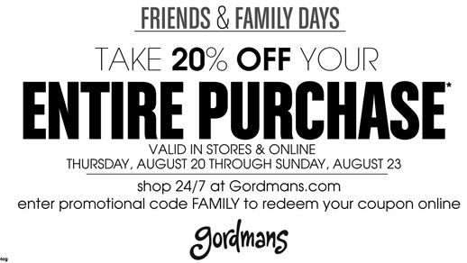 Gordman's: Take 20% Off Your Entire Purchase In-Store or Online ...