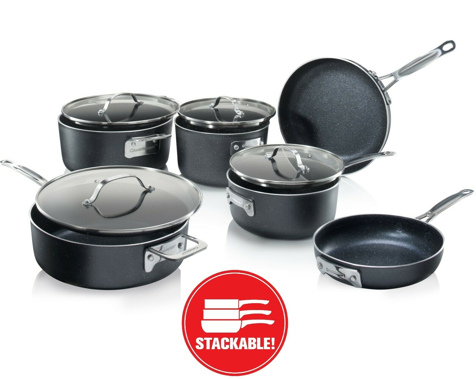 GraniteStone Stackable Pots and Pans 10-pc Cookware Set Just $119.99 ...