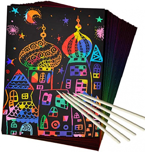 Scratch Paper Art Set, 50 Piece Rainbow Magic Scratch Paper – Just $7. ...
